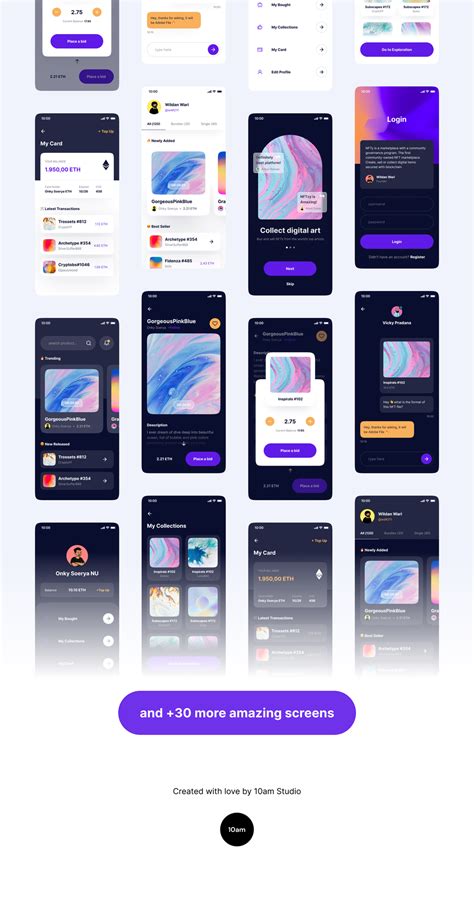 时尚加密nft市场ios Ui设计套件，nftzy Nft市场移动应用程序ui套件 Nicepsd 优质设计素材下载站