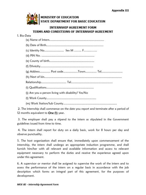 appendix iii internship agreement form pdf justice crime and violence