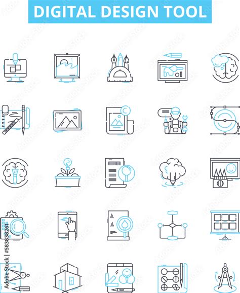 Vektorová Grafika „digital Design Tool Vector Line Icons Set Digital Design Tool Graphic