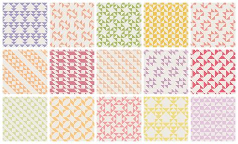 Collection Of Bright Decorative Seamless Geometric Fabric Patterns Textile Color Endless
