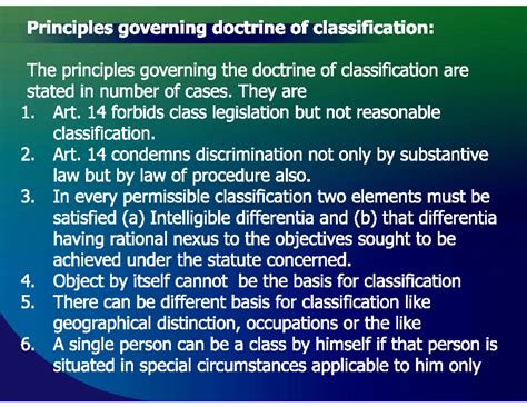 Principles Of Reasonable Classification Key Legal Doctrines Studocu