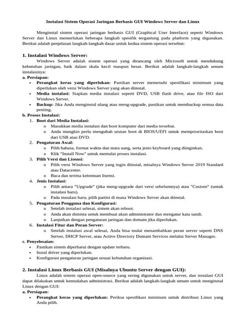 Instalasi Sistem Operasi Jaringan Berbasis Gui Windows Server Dan Linux