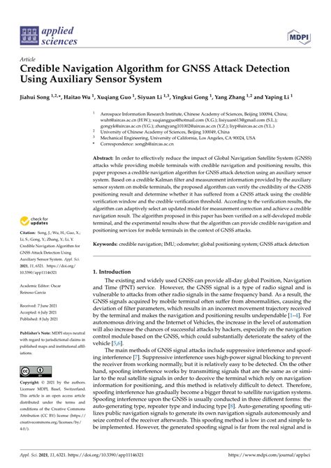 [pdf] credible navigation algorithm for gnss attack detection using