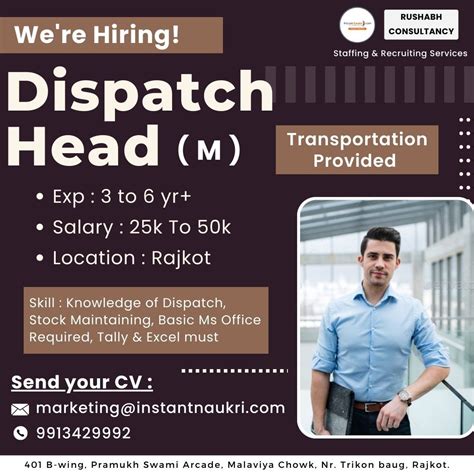 Rushabh Group Of Companies On Linkedin Dispatch Male Female Communication Executive Jobs