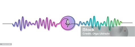 재생 버튼이 있는 음악 플레이어 사운드바의 연속 선 그리기 오디오 및 음파 음성 메시지를 간단한 선형 스타일로 녹음합니다 편집 가능한 획 낙서 벡터 그림 음파에 대한 스톡