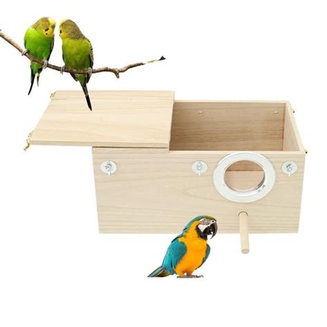 Parakeet Nest Box Wood Parrot Nesting Breeding House Nesting Boxes For