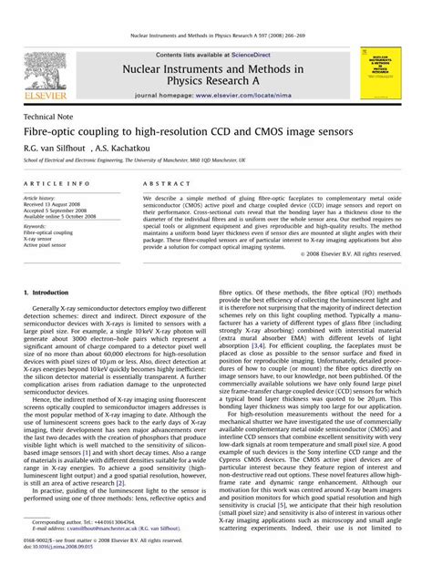 Pdf Fibre Optic Coupling To High Resolution Ccd And Cmos Image Sensors Dokumentips