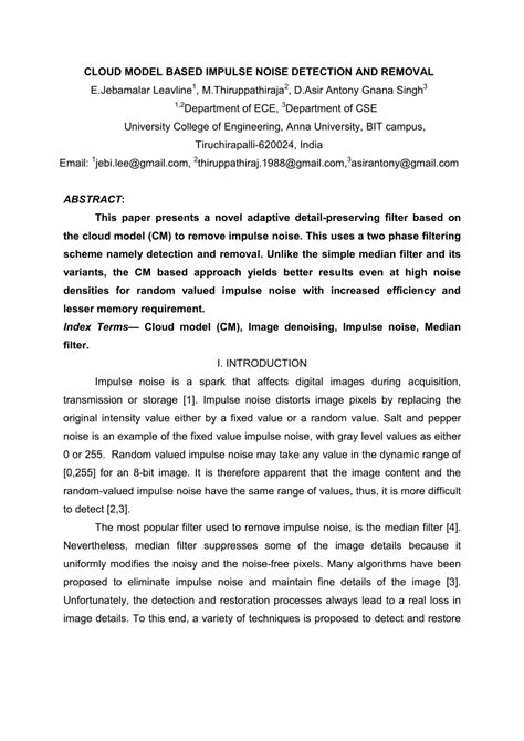 Pdf Cloud Model Based Impulse Noise Detection And Removal