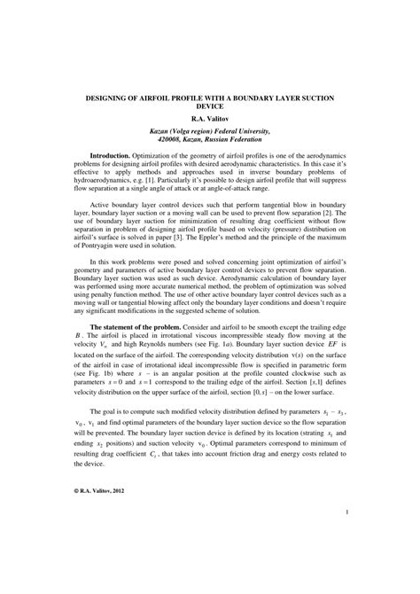 Pdf Designing Of Airfoil Profile With A Boundary Layer Suction Device