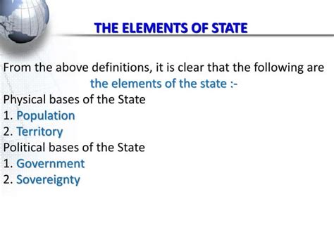State And Its Elements PPT Political Issues Policy Politics