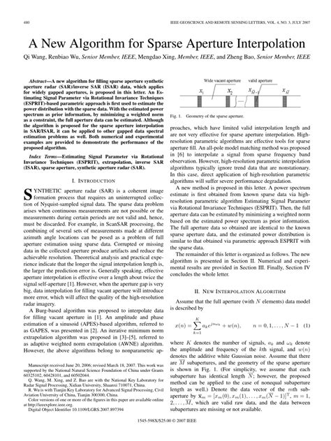 PDF A New Algorithm For Sparse Aperture Interpolation