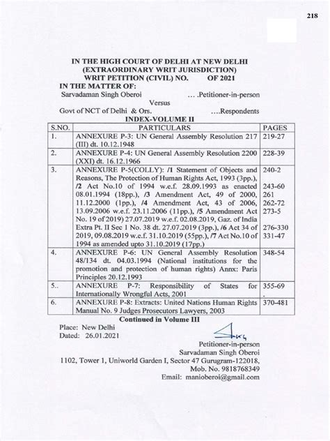Cwp 1851 Of 2021 Sarvadaman Singh Oberoi V Govt Of Nct Of Delhi Volume Ii Pdf Policy