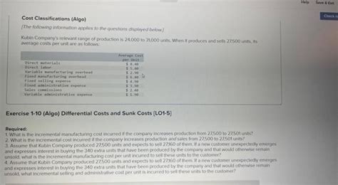 Solved Cost Classifications Algo The Following Chegg