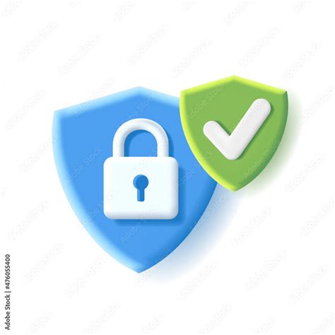 Shield Digital Icon With Padlock And Shield With Tick Tag Stock Vector Adobe Stock