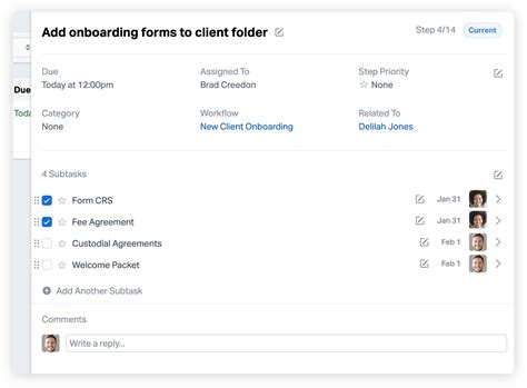 new feature subtasks for workflows wealthbox crm