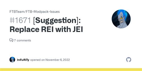 Suggestion Replace Rei With Jei · Issue 1671 · Ftbteamftb Modpack
