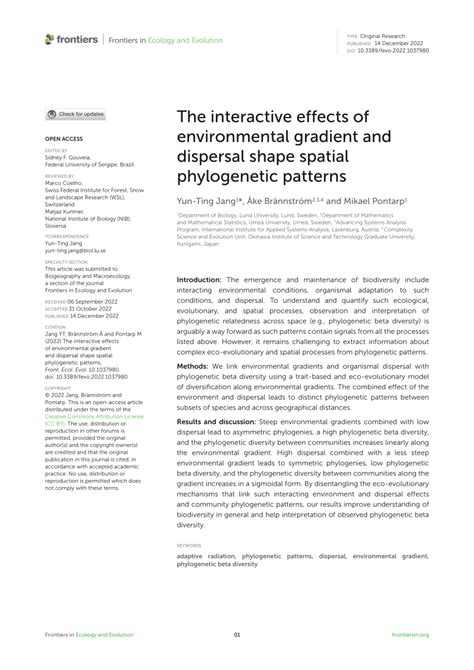 Pdf The Interactive Effects Of Environmental Gradient And Dispersal Shape Spatial Phylogenetic