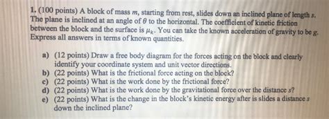 Solved 1 100 Points A Block Of Mass M Starting From Chegg Com