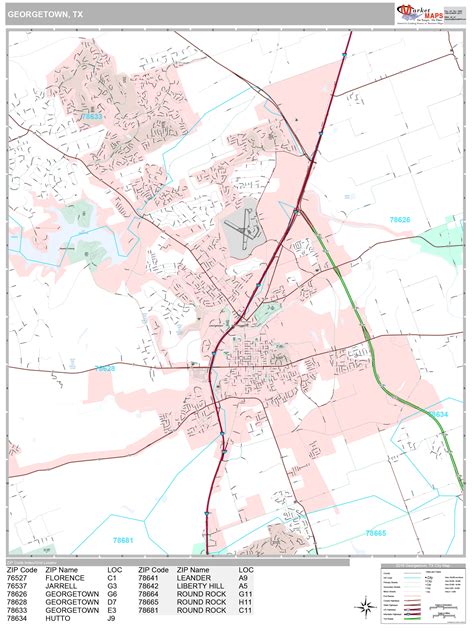 Georgetown Texas Wall Map Premium Style By Marketmaps