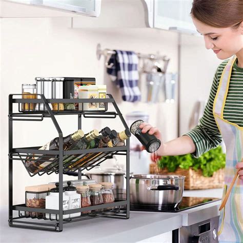 Rainbean Spice Rack Organizer 3 Tier Seasoning Organizer Kitchen Spice