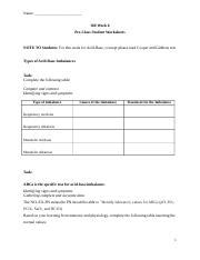 160 Week 6 Pre Class Assignments Docx Name 160 Week 6 Pre Class Babe Worksheets NOTE TO