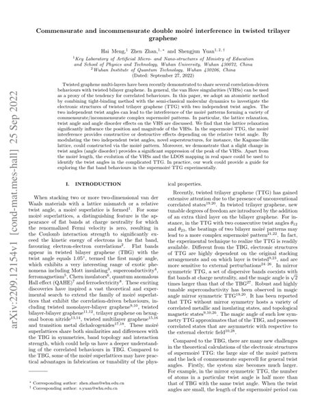 Pdf Commensurate And Incommensurate Double Moir E Interference In Twisted Trilayer Graphene