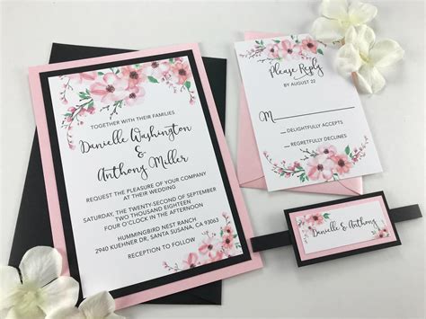 Black And Pink Wedding Invitations