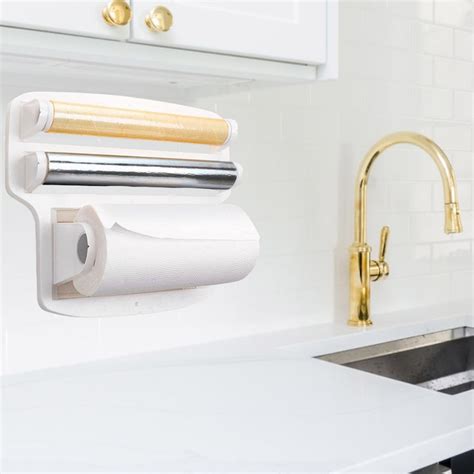 Porta Rolo De Papel Toalha 4 Em 1 Suporte Cozinha Utensilios Papel