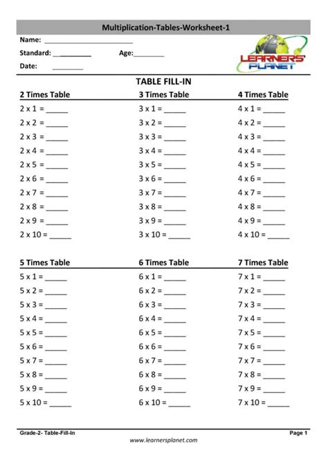 Dodging Tables Worksheets For Grade 2 Free Printable