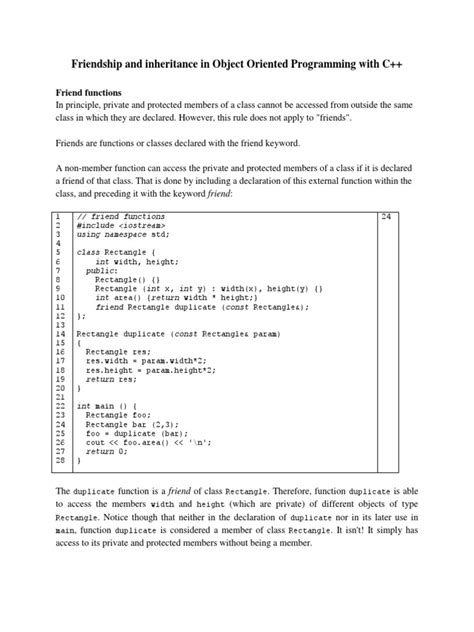 Friendship And Inheritance In Object Oriented Programming With C