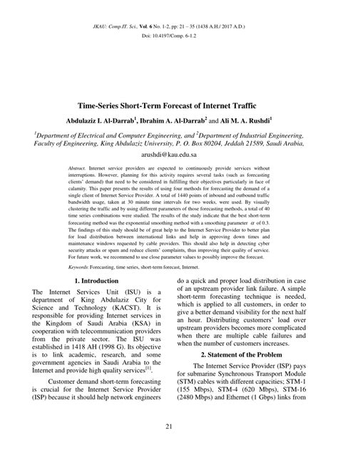 Pdf Time Series Short Term Forecast Of Internet Traffic