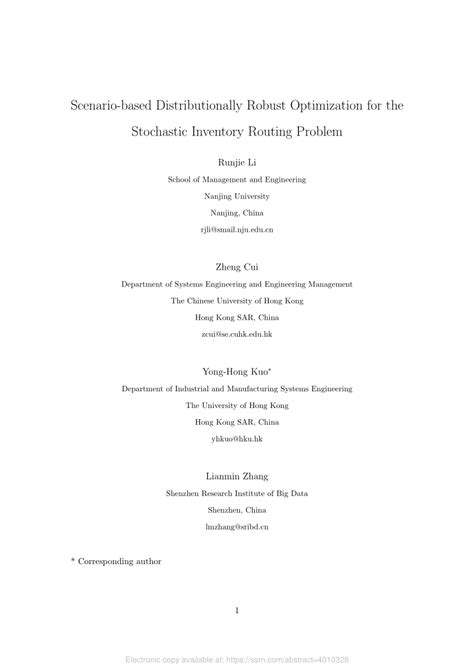 Pdf Scenario Based Distributionally Robust Optimization For The
