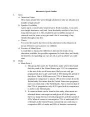Informative Speech Outline Docx Informative Speech Outline I II Intro A Attention Getter