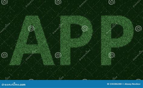app text consisting of many symbols on computer monitor 3d rendering