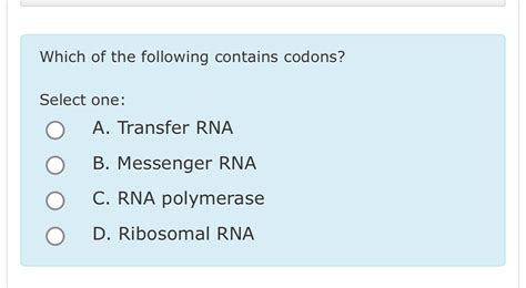 solved which of the following contains codonsselect one a