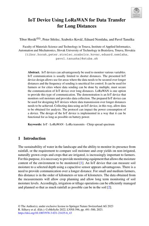 Pdf Iot Device Using Lorawan For Data Transfer For Long Distances