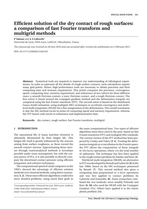 Pdf Efficient Solution Of The Dry Contact Of Rough Surfaces A