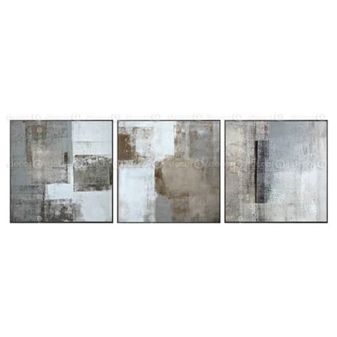 D8 Artworks Square Canvas Wall Art Abstract Grey Set Of 3 More