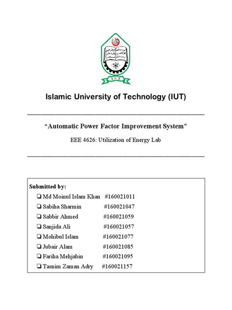 Report Automatic Power Factor Improvement Using Arduino Pdf Ac Power Operational Amplifier