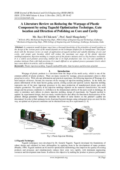 Pdf A Literature Review On Reducing The Warpage Of Plastic Component By Using Taguchi