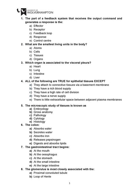 Mock Exam Practice Exam Paper The Part Of A Feedback System That