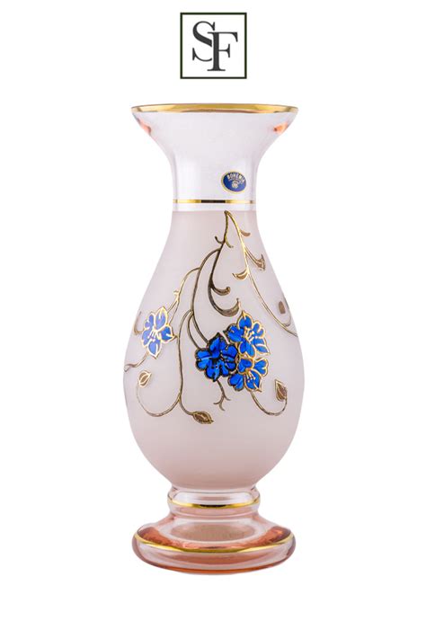 Ваза для цветов 30 см Bohemia Синий цветок розовая богемское стекло Чехия купить вазу в