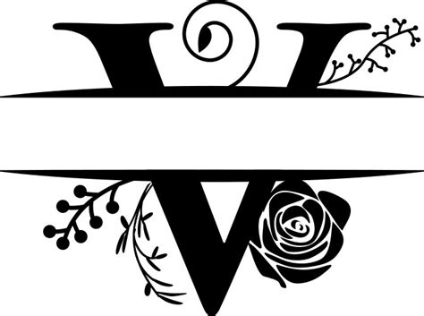 Floral Monogram Split Letter Royalty Free Vector Image