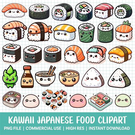 Japanese Food Png Clipart Cute Kawaii Sushi Cartoon Clip Art