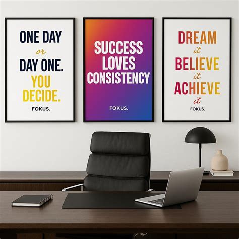 Motivational Wall Art Set Of 3 — Inspirational Posters For Office Dorm