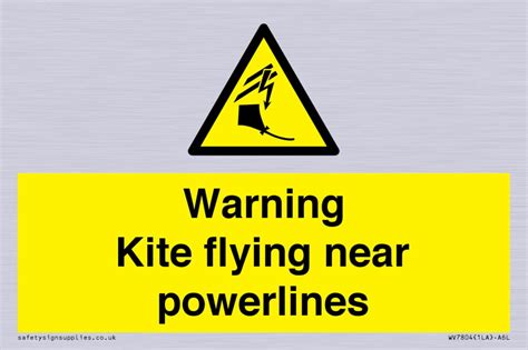 Warning Kite Flying Near Powerlines Sign 150x100mm A6l Bigamart