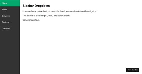 Sidebar Dropdown Codesandbox