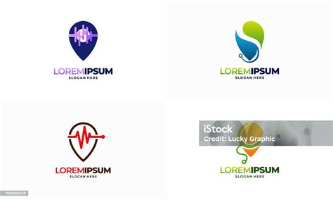 메디컬 포인트 로고 디자인 컨셉 벡터 일러스트레이션 헬스 포인트 로고 템플릿 아이콘 기호 지도 핀 아이콘에 대한 스톡 벡터 아트