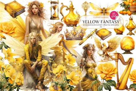 Yellow Fantasy Clipart Bundle 20 Png Graphic By Markicha Art