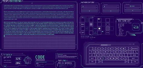 hud interface elements for decoding data screen vector image